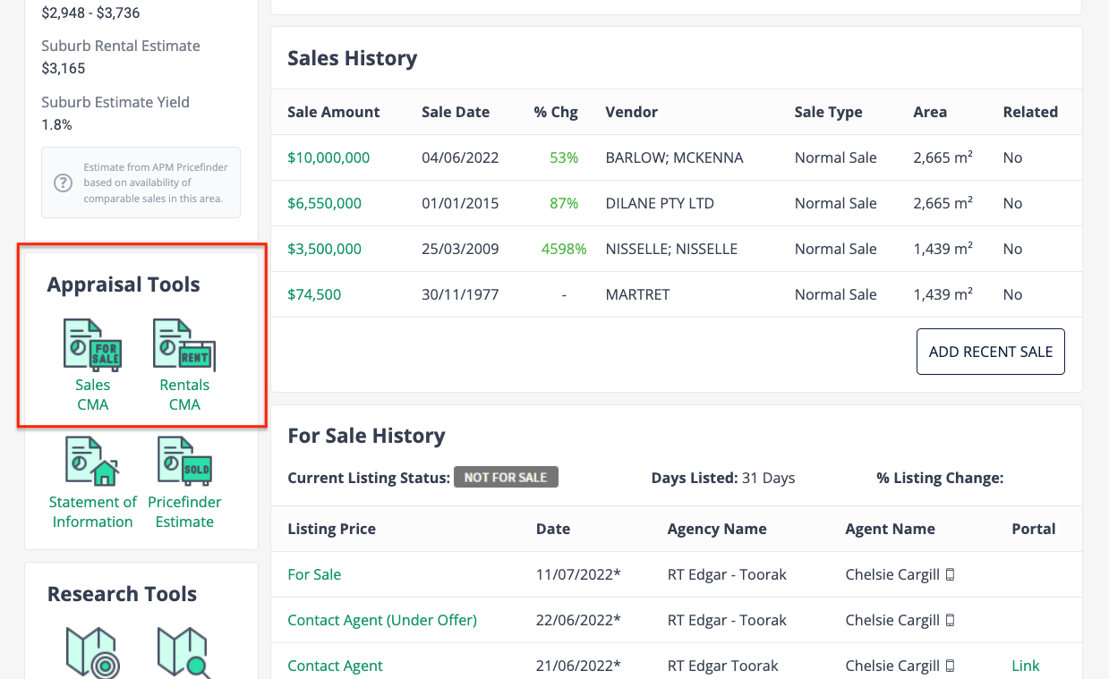 Create a CMA report – Pricefinder