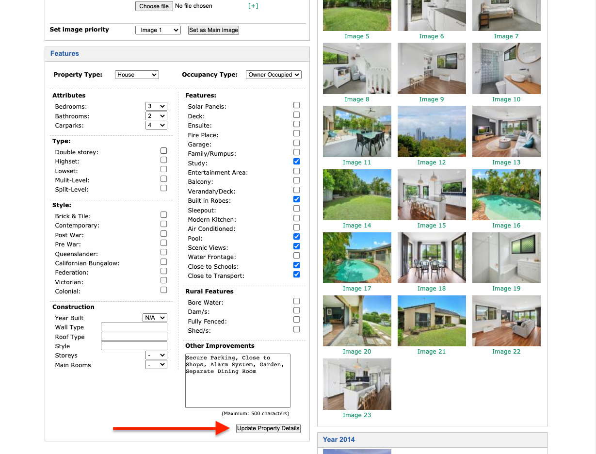 Update property features, attributes & photos – Pricefinder