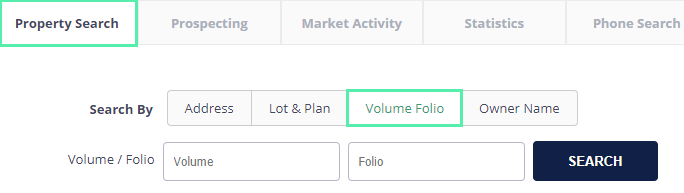 Search for a property using Volume Folio – Pricefinder